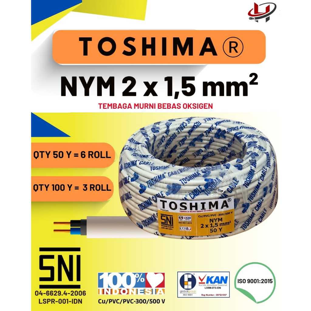 Jual Kabel NYM 2*1.5MM 50Yard Full / Kabel Listrik Tembaga Murni PVC SNI | Shopee Indonesia