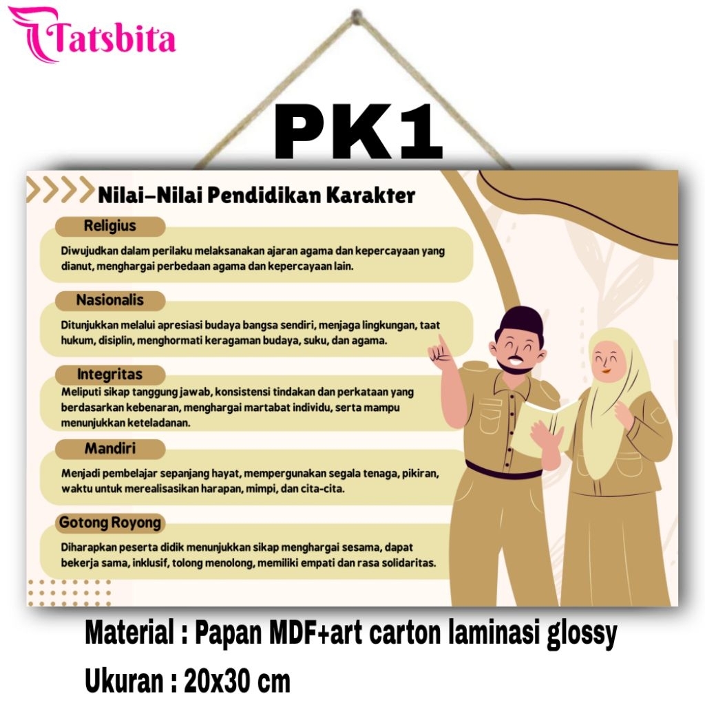 Jual TATSBITA Pajangan Hiasan Dinding Dekorasi Wall Decor Nilai-Nilai Pendidikan Karakter Di ...