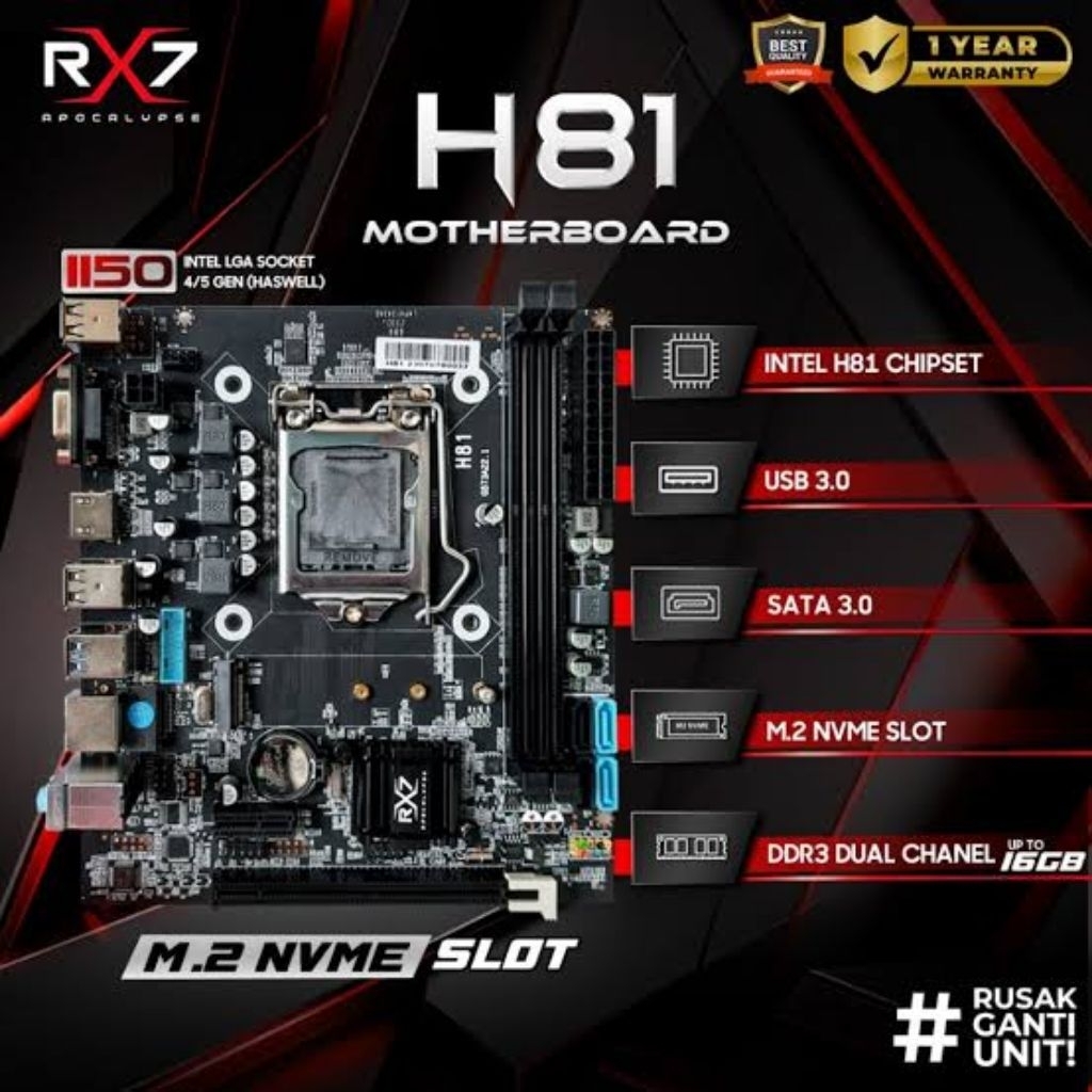 Jual MOTHERBOARD H81 INTEL HASWELL LGA 1150 SUPPORT I3 I5 I7 | Shopee ...