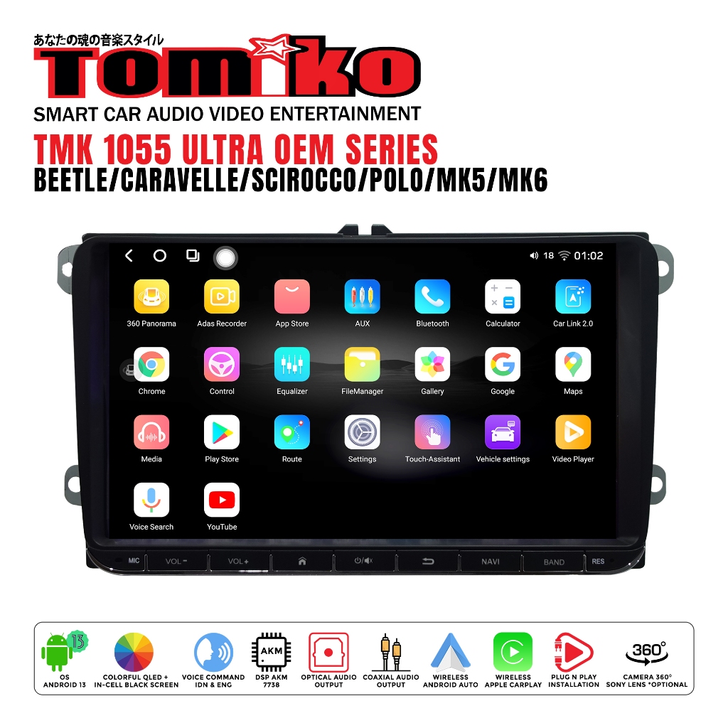Jual Head Unit Android Tomiko TMK 1055 ULTRA OEM Series for VW Beetle/Caravelle/Scirocco/Polo ...