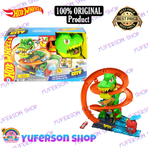 Jual Hot Wheels Hotwheels Toy Car Track Set City T-Rex Blaze Battle ...