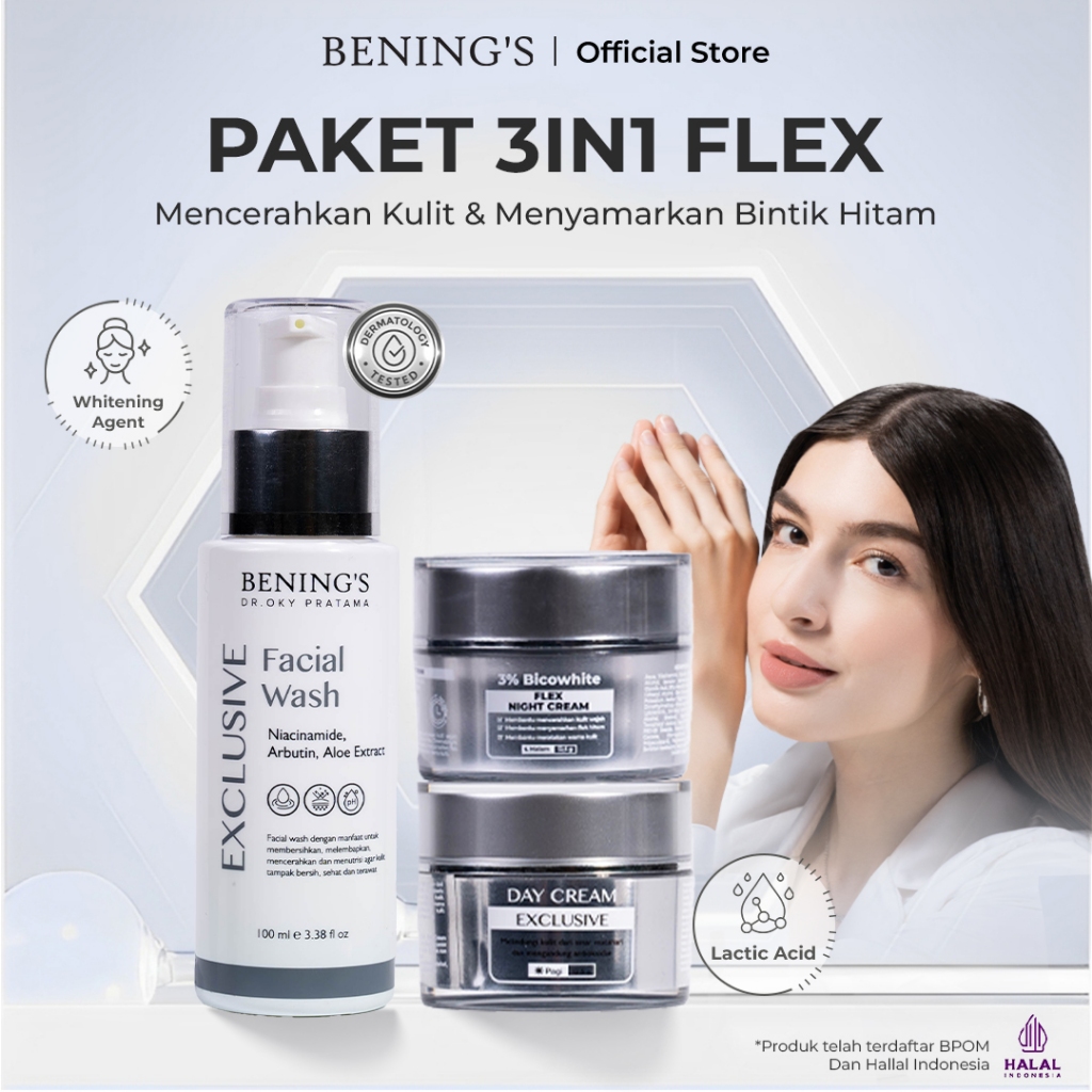 Jual Bening's 3in1 Flex by Dr. Oky Pratama Mencerahkan Menyamarkan Flek ...