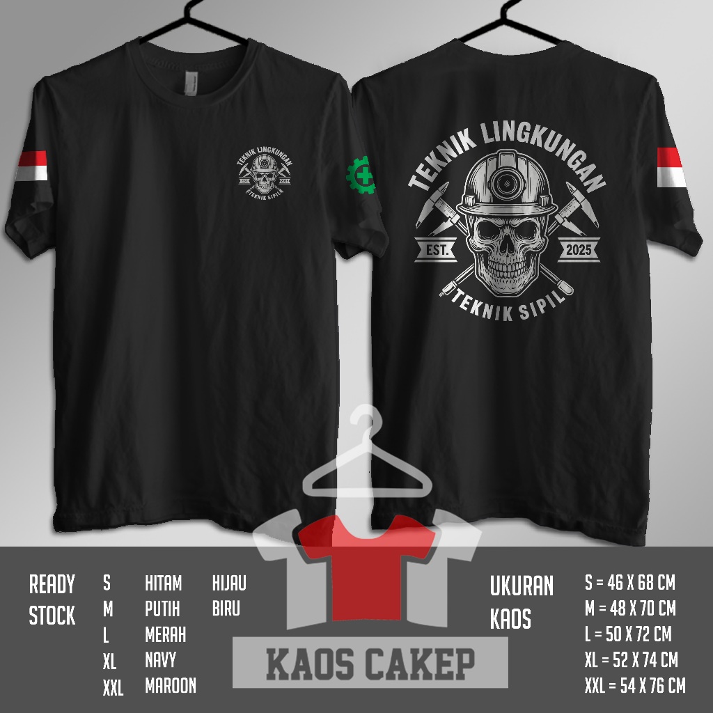 Jual Kaos Pilar Teknik Sipil Teknik Lingkungan Skull est 2025 Baju ...