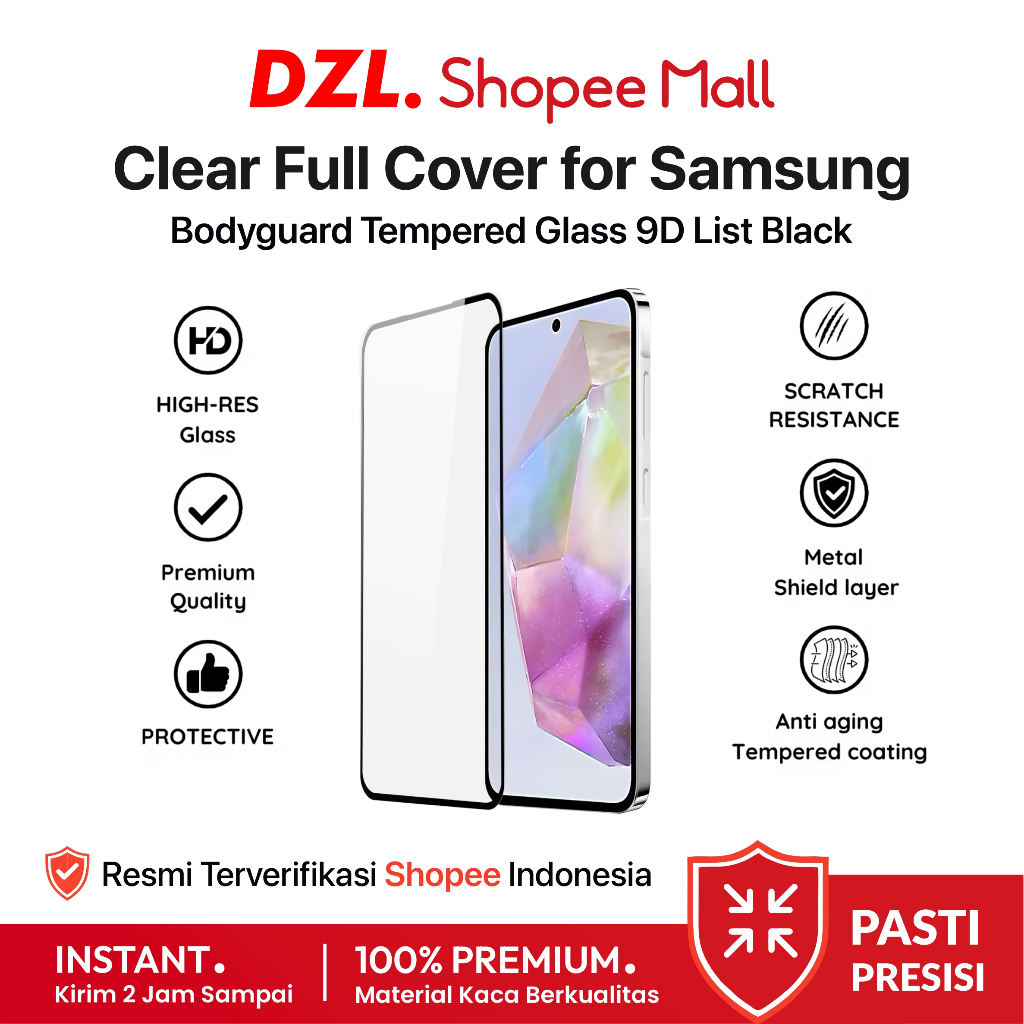 Jual DZL - BODYGUARD Tempered Glass Clear Full Cover Samsung A04 A05 A05s A06 A15 A25 A26 A35 ...