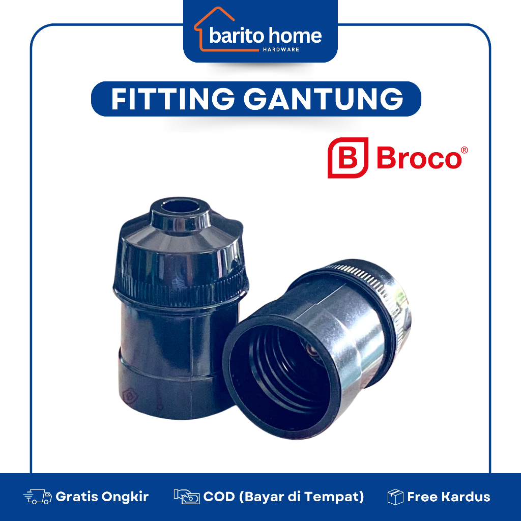 Jual BROCO 216L E27 Fitting Lampu Gantung Hitam Pendant Lamp Holder SNI ...