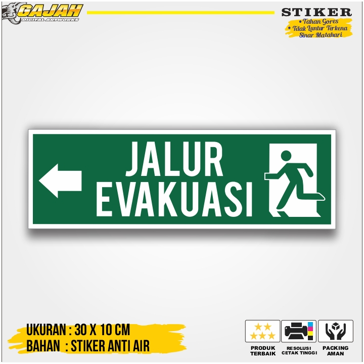 Jual SIGN / RAMBU STIKER JALUR EVAKUASI KIRI | Shopee Indonesia