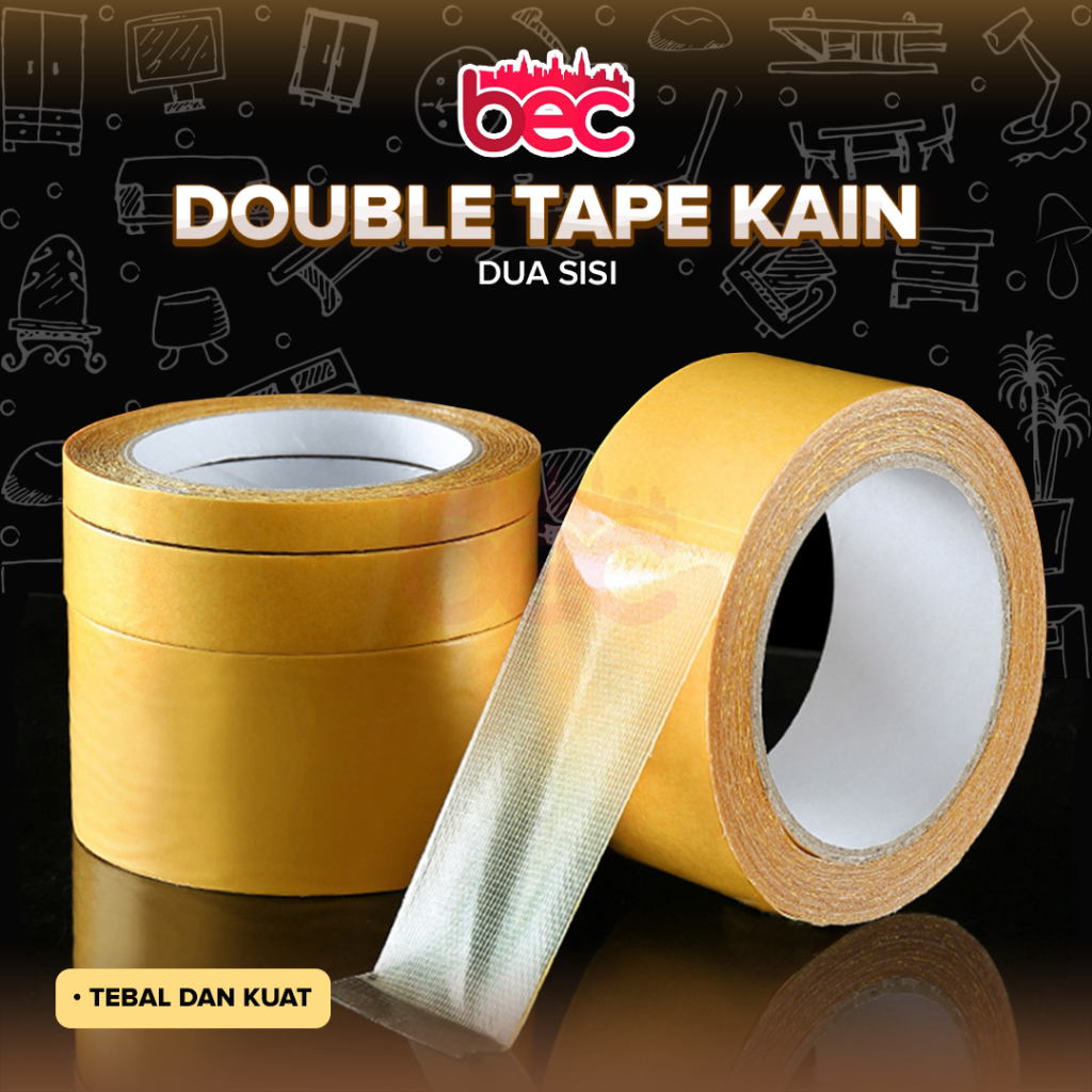 Jual [BEC] Double Tape Kain Dua Sisi Tanpa Bekas Isolasi 2 Sisi Solatip ...