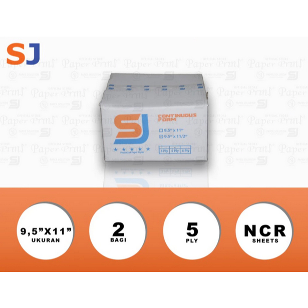 Jual SJ Orange Kertas Continuous Form 5 PLY NCR PRS 9,5" x 11"/2 (Bagi ...