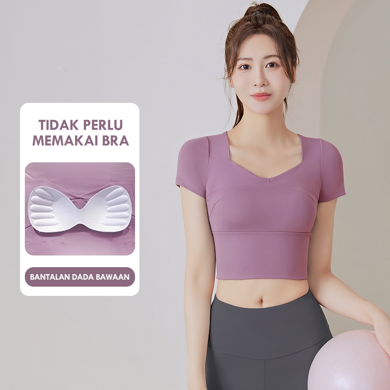 Jual Crop Olahraga Wanita Kaos Bra Senam Yoga Top Aerobic Fitness ...