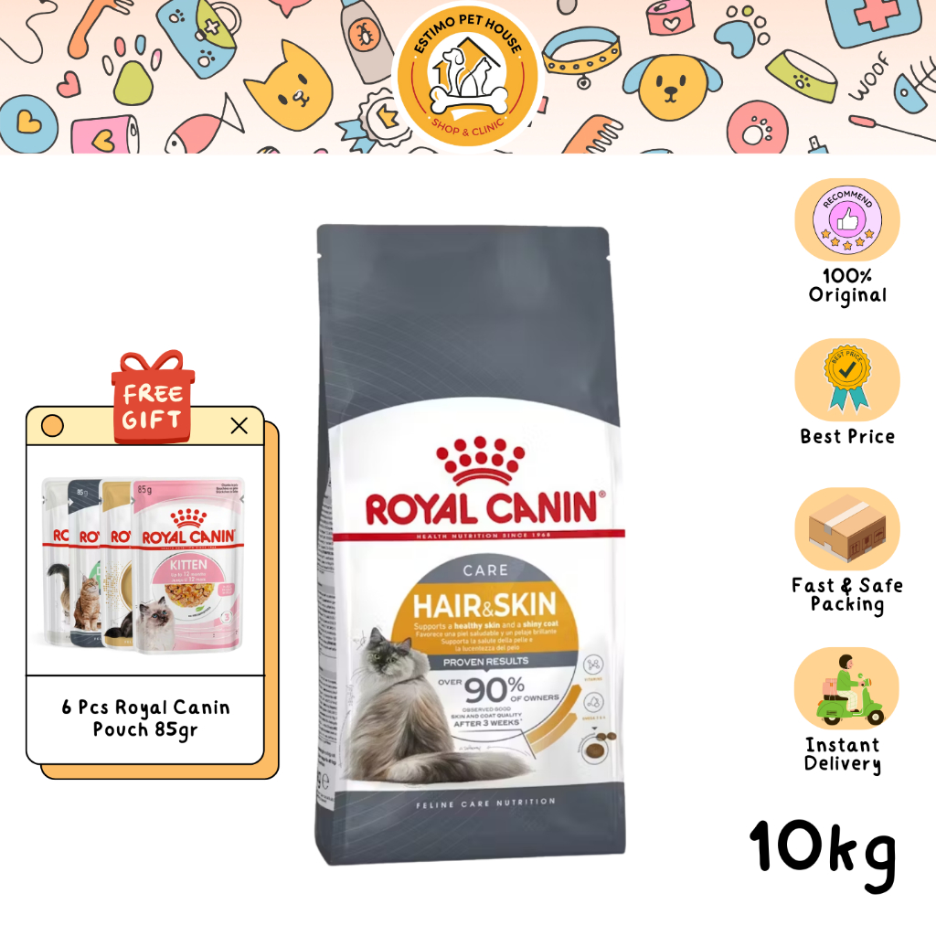 Jual ROYAL CANIN Hair & Skin 10kg FREE 6pcs Royal Canin Pouch 85gr (PROMO) | Shopee Indonesia