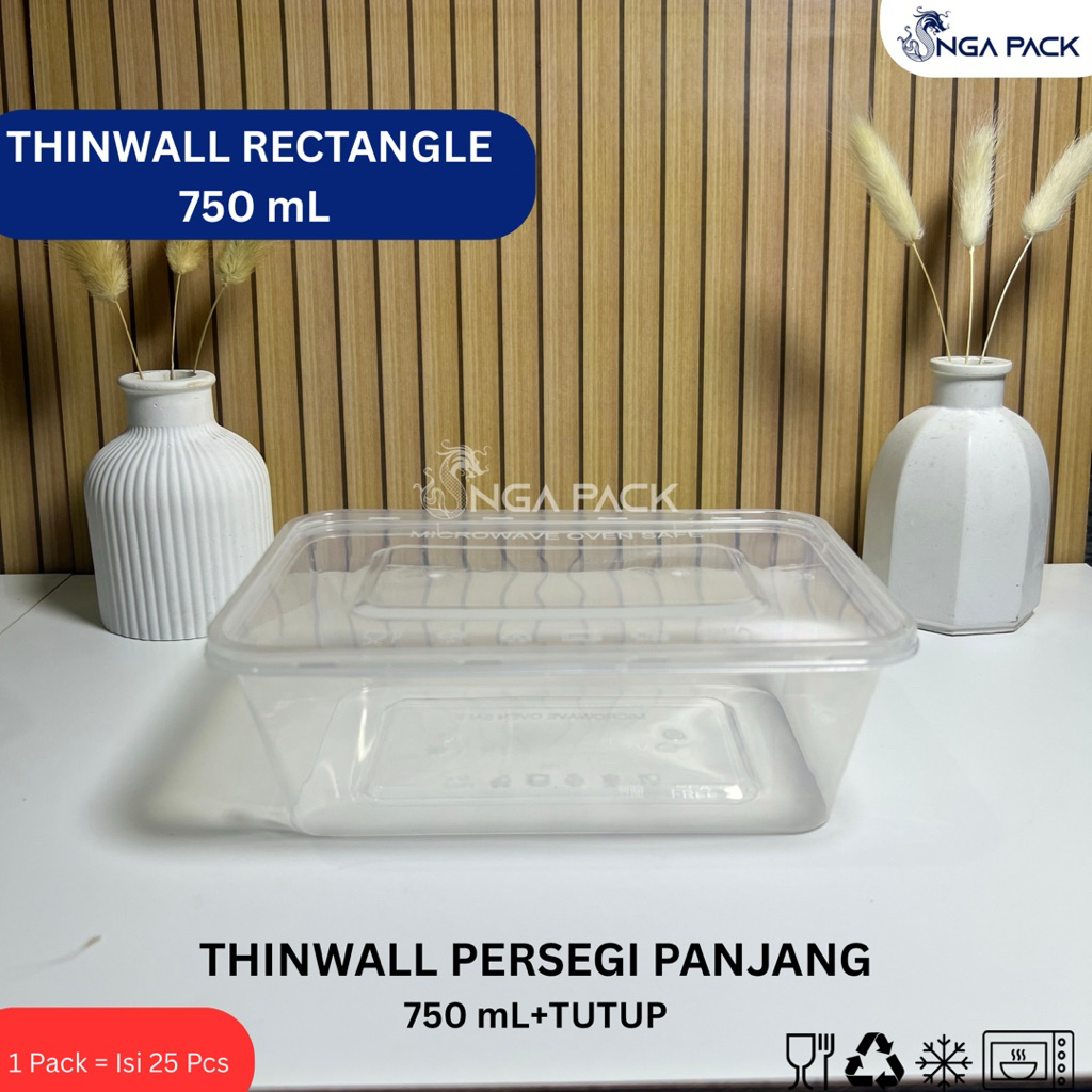 Jual Thinwall Rectangle 750 mL / Kotak makan persegi panjang 750 mL isi 25 Pcs | Shopee Indonesia