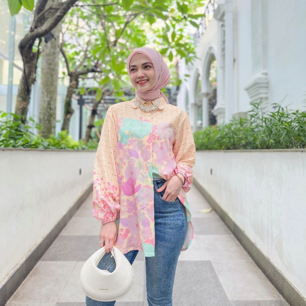 Jual FANMU Floral Baju Blouse Wanita Modern Premium | Shopee Indonesia