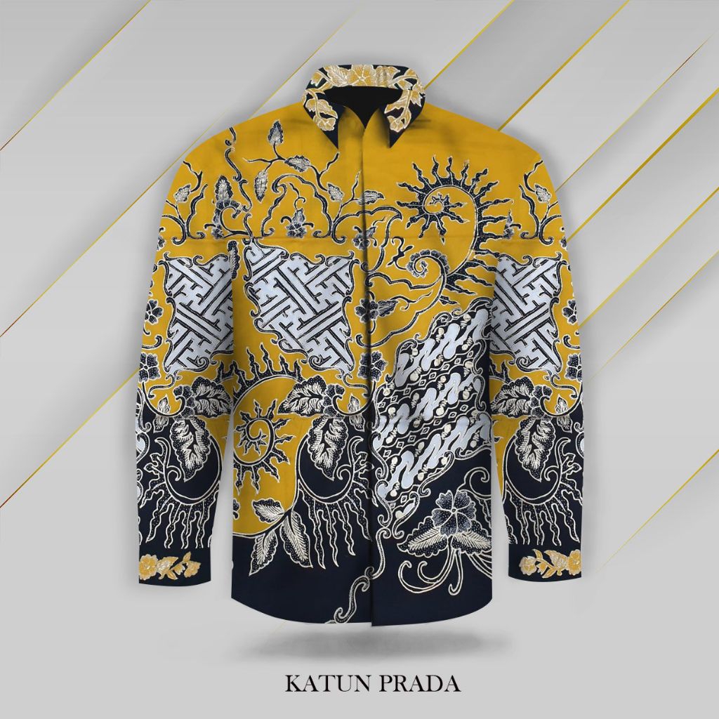 Jual Batik tulis kain katun prada gold/emas pola kemeja | Shopee Indonesia
