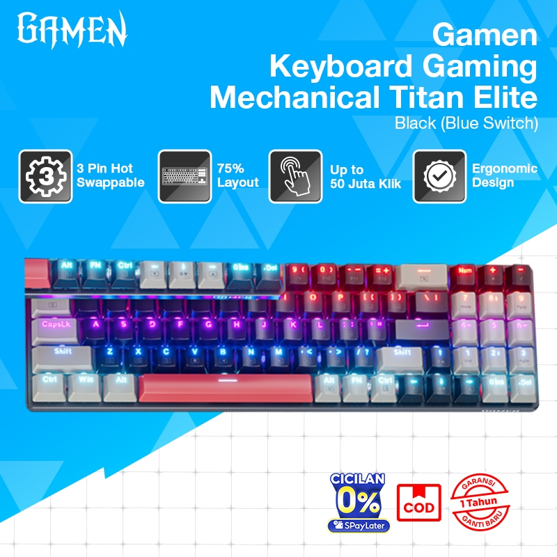 Jual GAMEN Titan Elite Keyboard Gaming Mechanical 78 Keys Ergonomic ...