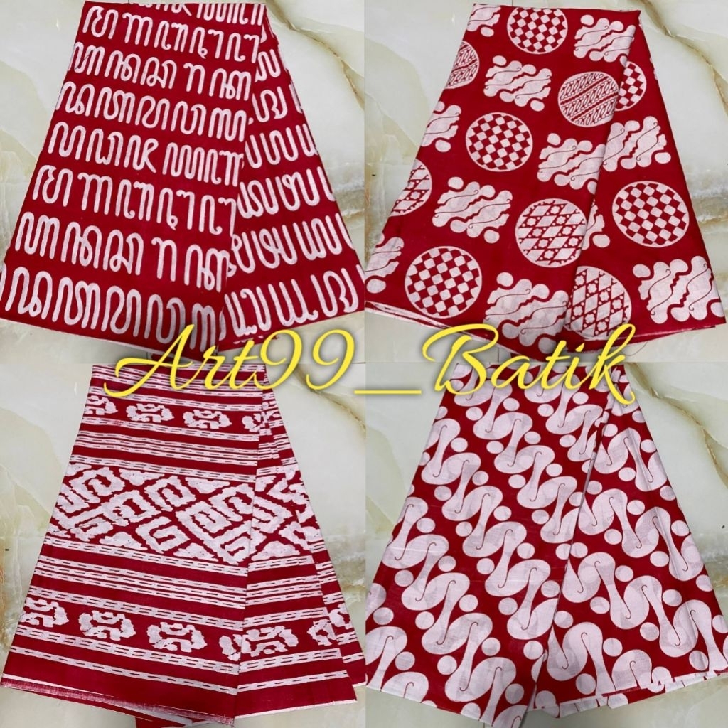 Jual KAIN BATIK PANJANG 2 METERAN MERAH PUTIH 100% KATUN TANPA CAMPURAN PEKALONGAN / SOLO ...
