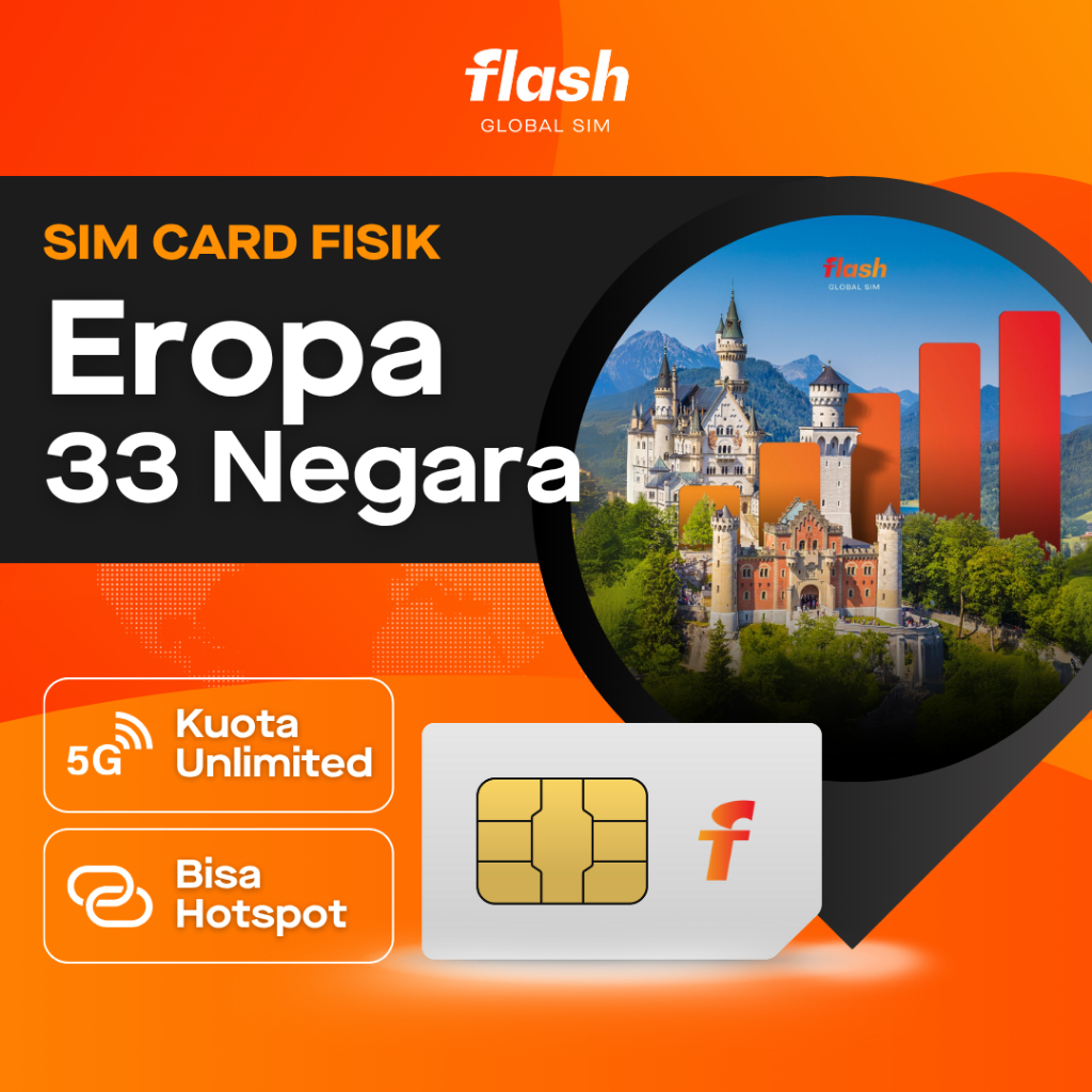 Jual SIM Card Europe 33 Negara Full Unlimited Flash Global SIM (Simcard ...