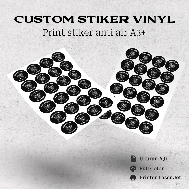 Jual Custom Stiker Vinyl Premium Waterproof Anti Air Per Lembar A3 ...
