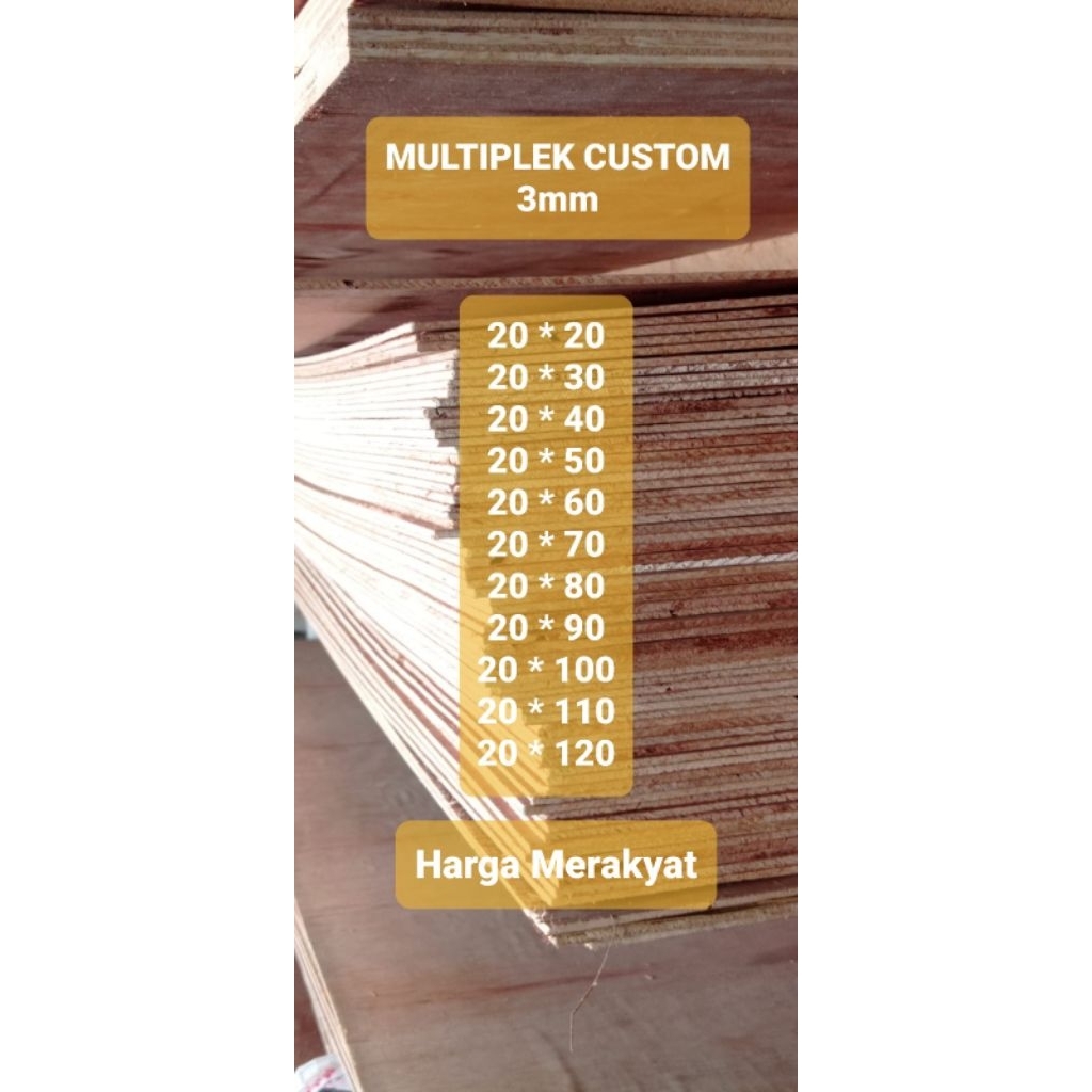 Jual Triplek custom Meranti Campur 3mm plywood multiplek halus lebar per 20cm | Shopee Indonesia
