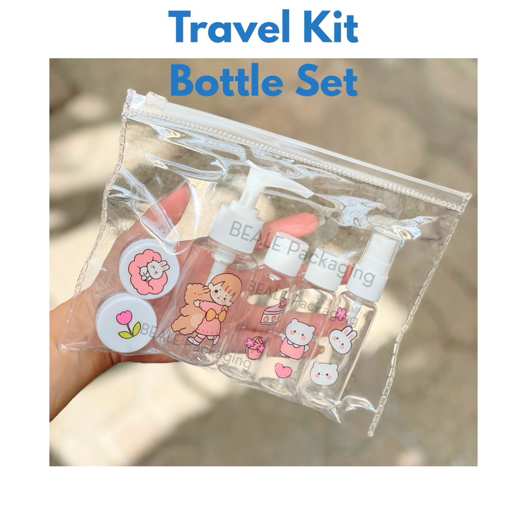 Jual BEALE Packaging Travel Kit Botol Set Lucu 7 in 1 Botol Kosmetik ...