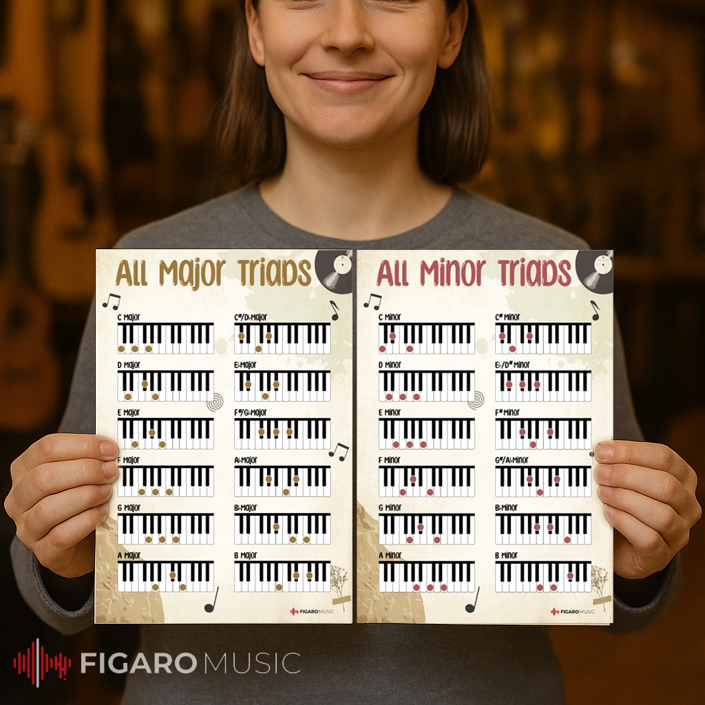 Jual Poster Piano All Major Minor Triads Chart - Reference for ...