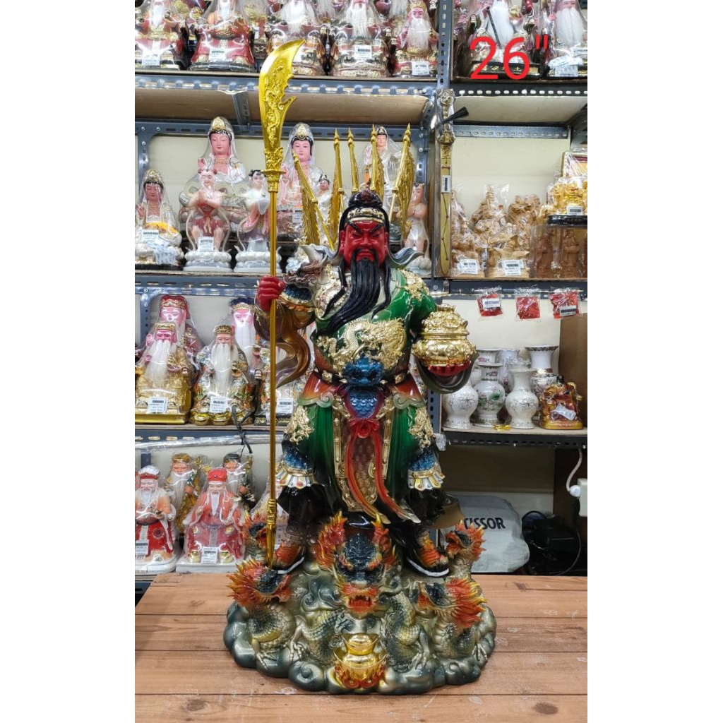 Jual patung dewa kwan kung / kwan kong - guan yu - fiber - berdiri ...