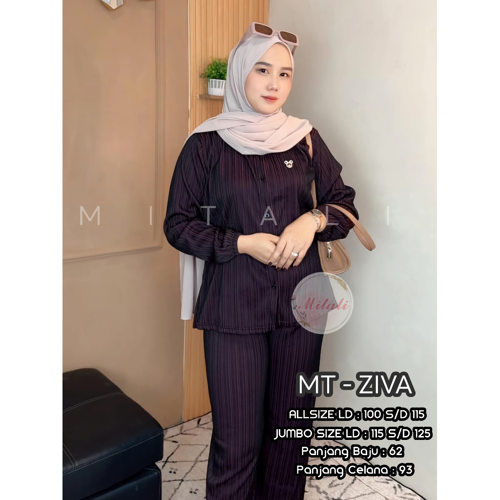 Jual MT - Oneset Salur Model kemeja Bahan Knit Salur Premium | Shopee ...