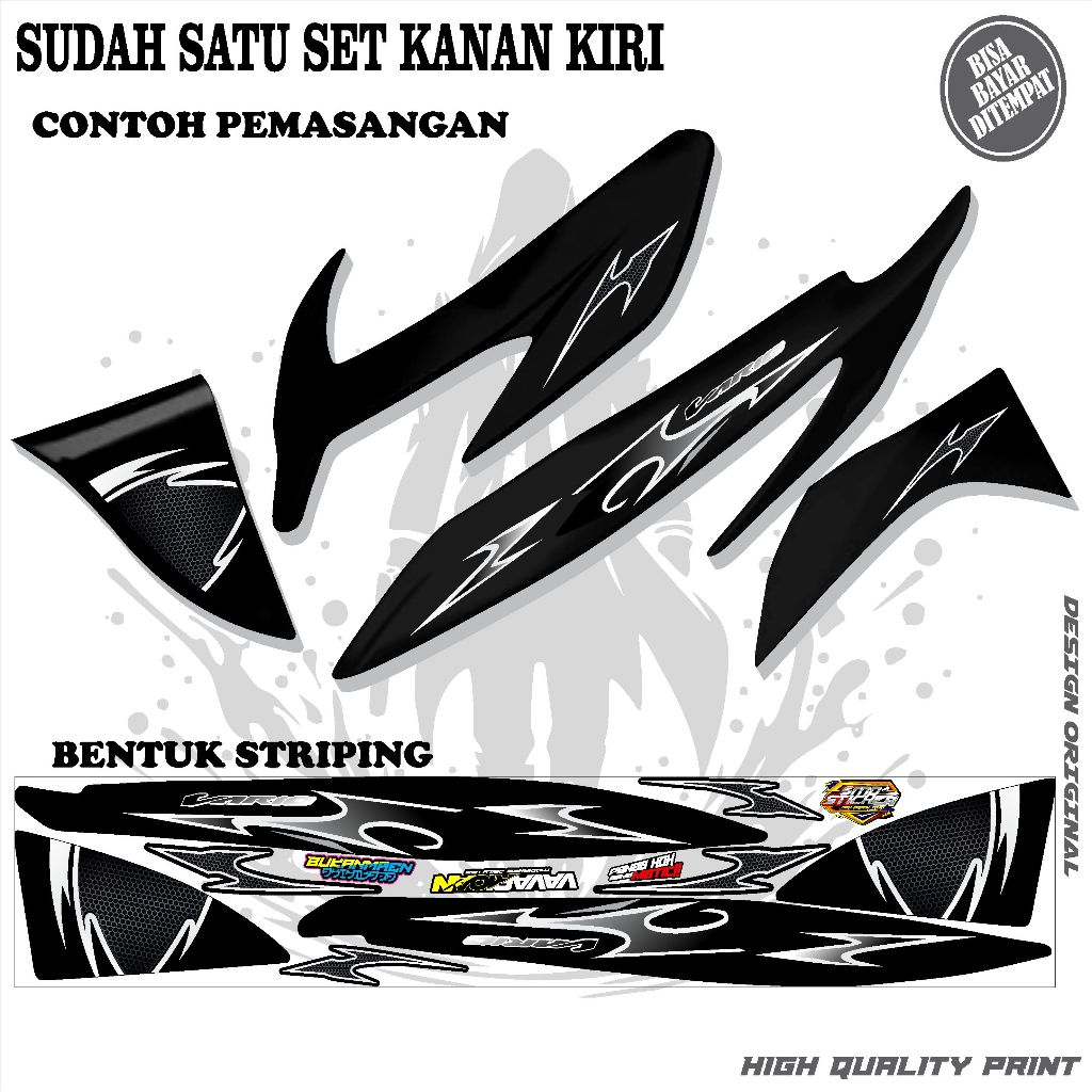 Jual striping variasi sticker vario 110 karbu old motif vietnam hitam ...