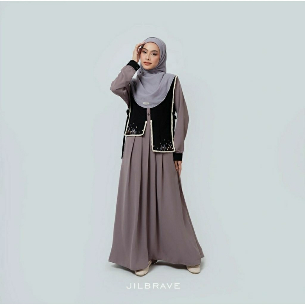 Jual TALEA DRESS JILBRAVE | Ara Series Cinta Dalam Ikhlas | Gamis dengan Vest Asimetris aksen ...