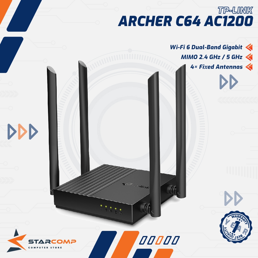 Jual TP-Link Archer C64 AC1200 Wireless MU-MIMO WiFi Router TPLink ...
