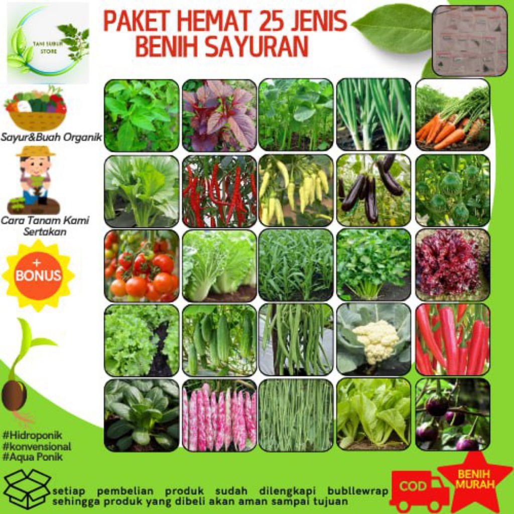 Jual PaHe 25 JENIS BENIH SAYURAN + BONUS | Shopee Indonesia