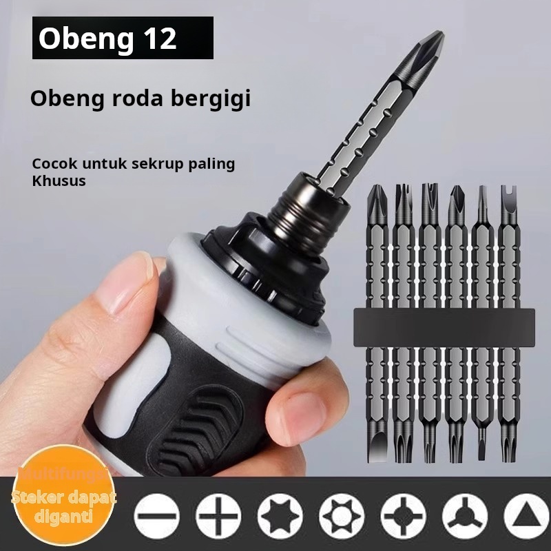 Jual Obeng Rachet Set Kotak Obeng Pendek Gemuk Philips Slot Obeng Dua ...