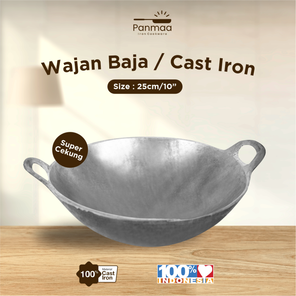 Jual Wajan Baja Cor Super Cekung 10” (25cm) Tebal Anti Lengket / Kuali ...