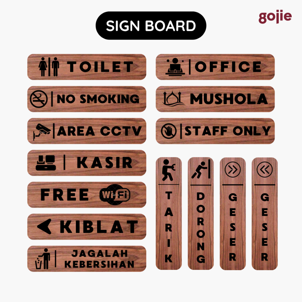 Jual SIGN BOARD MOTIF KAYU ESTETIK | SIGNAGE WOOD PATTERN INCLUDE FULL ...