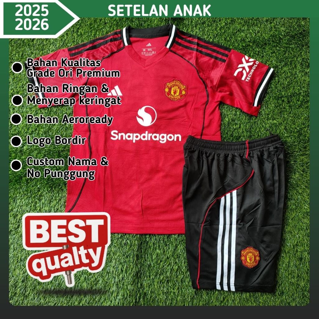 Jual Jersey Bola Anak MU Home 2025 2026 Grade Ori Import Baju Bola Anak ...