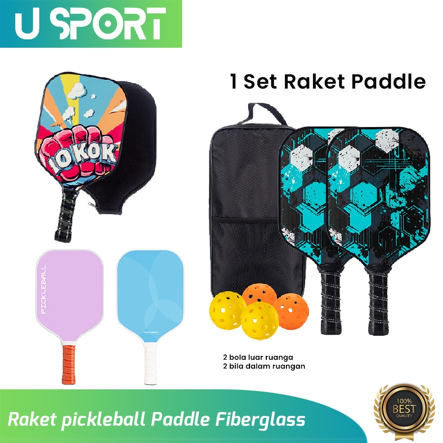 Jual 1Set Pickleball Paddle Raket Bahan Serat Karbon Honeycomb Core ...