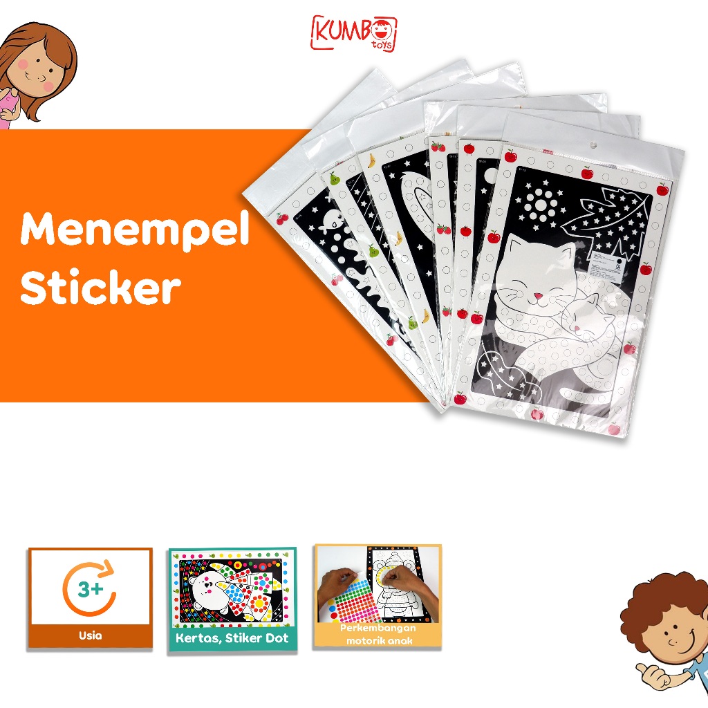 Jual Mainan Edukasi Menempel Sticker / Label Dot Karakter Bergambar ...