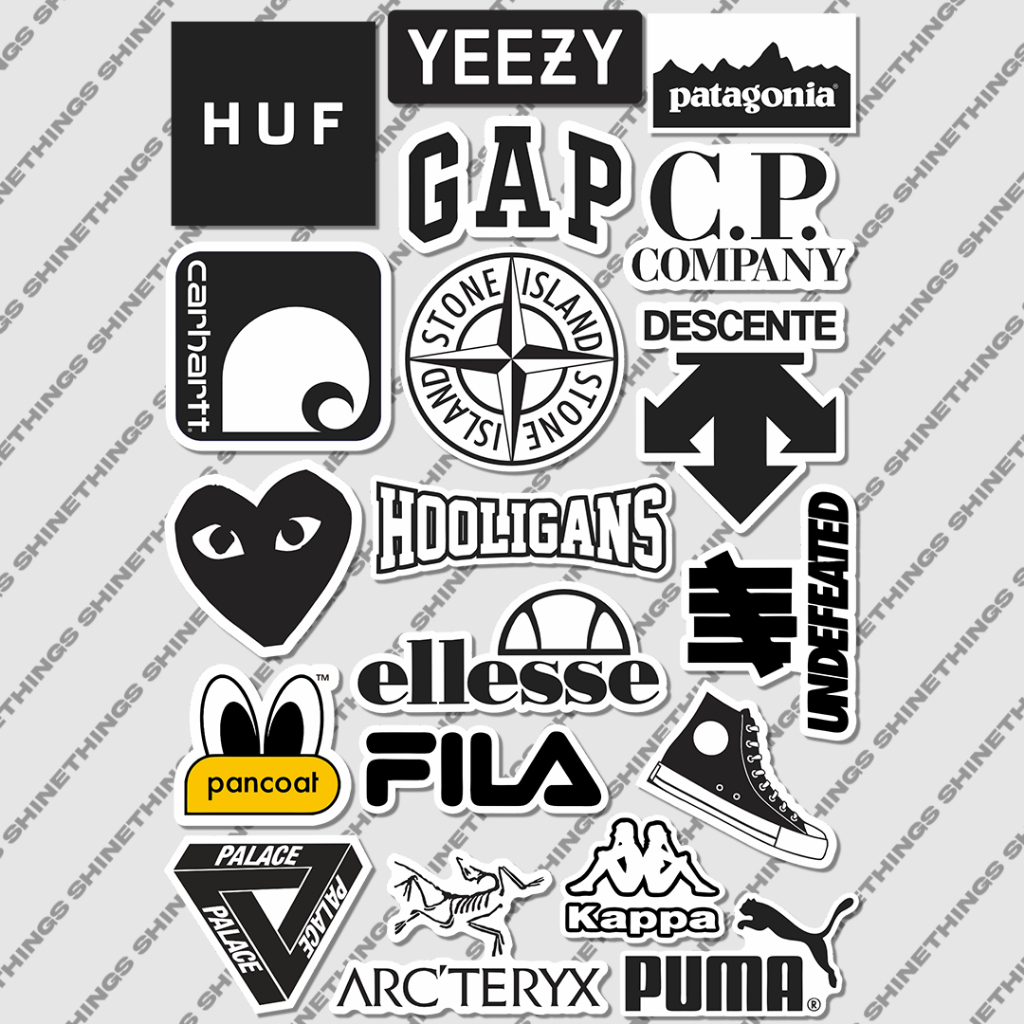Jual stiker brand casual aesthetic black white patagonia converse ...