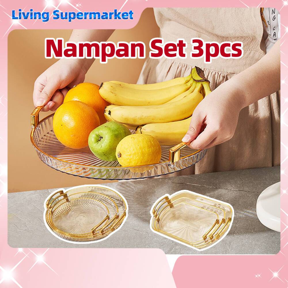 Jual Nampan 3pcs Gold Mewah Persegi Panjang Nampan Aesthetic Buah ...