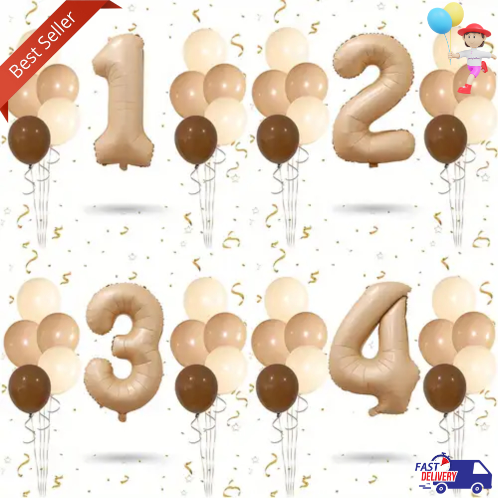 Jual Balon Foil Angka Retro Khaki 11 Pcs 32 Inci Balon Nomor Karamel ...