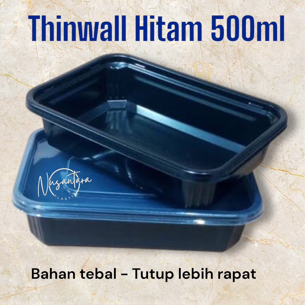 Jual thinwall hitam 1 pack 25 pcs/bekal makan/kotak nasi | Shopee Indonesia