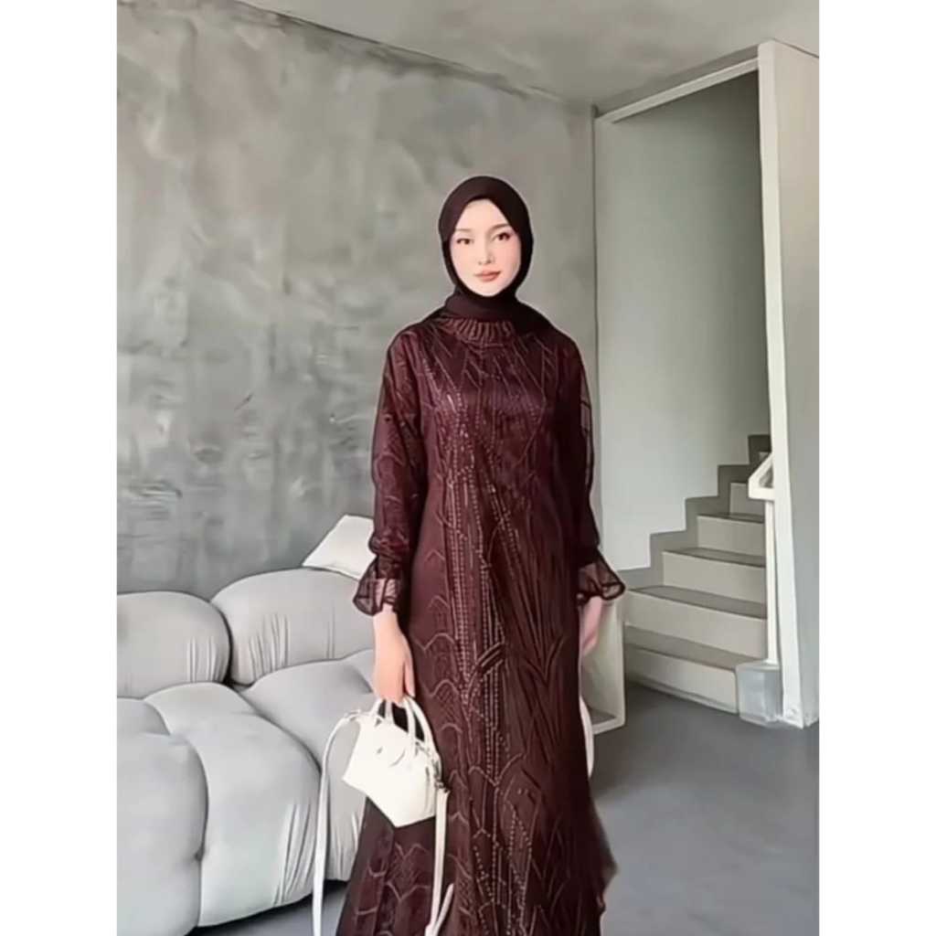 Jual ALEA DRESS PESTA KONDANGAN WANITA MUSLIMAH TERBARU MATT SILK MIX ...