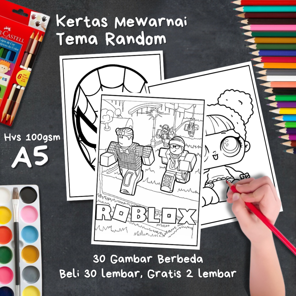 Jual 30 Gambar Kertas mewarnai anak A5 / Coloring / Sketa Tema Random ...