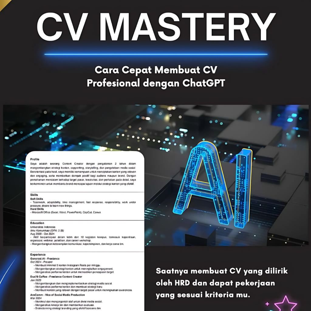Jual CV Mastery | Panduan Bikin CV Profesional dengan ChatGPT | Cara Cepat Bikin CV AI Friendly ...