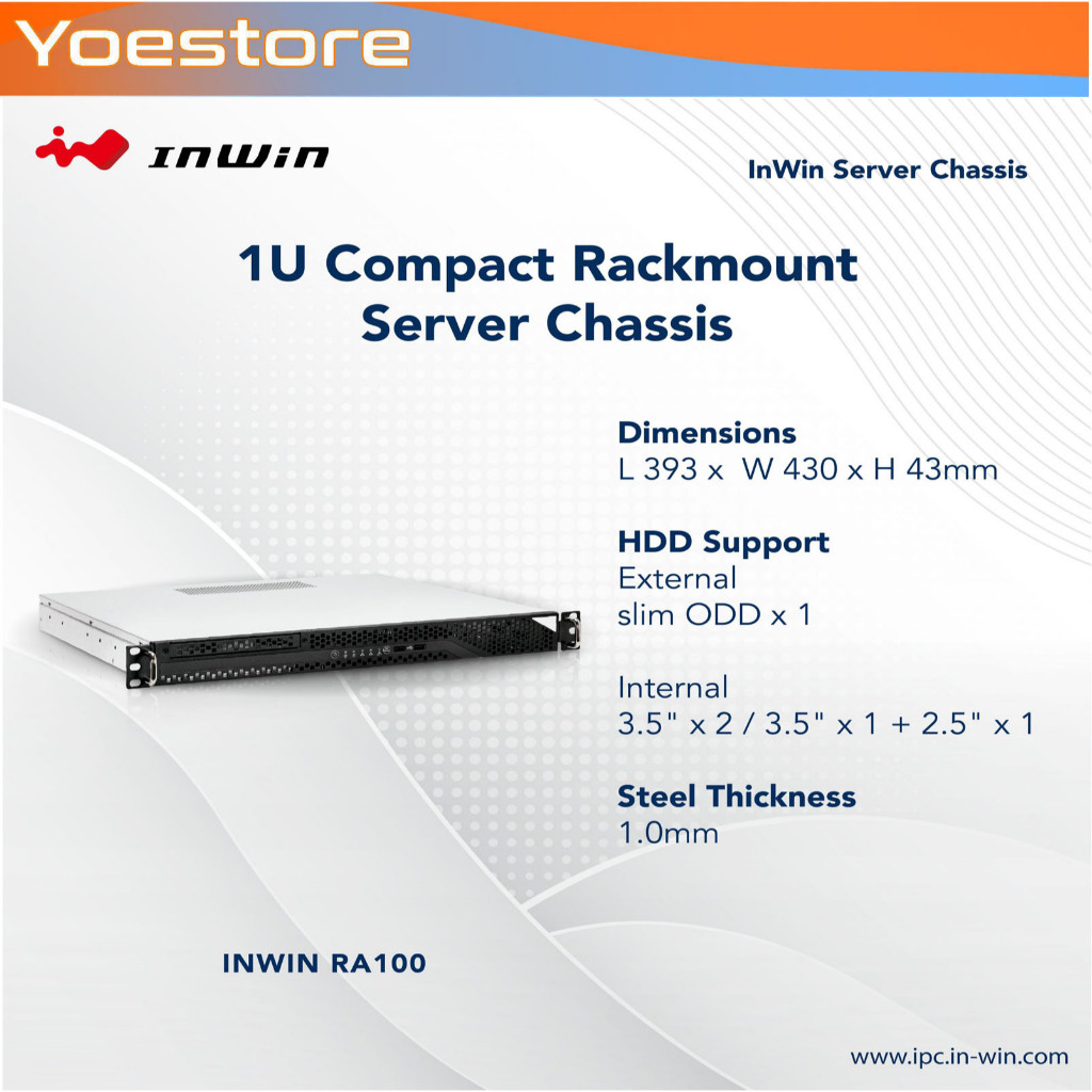 Jual INWIN CASE SERVER IW-RA100 1U RACKMOUNT CASE Include 1U Flex form ...