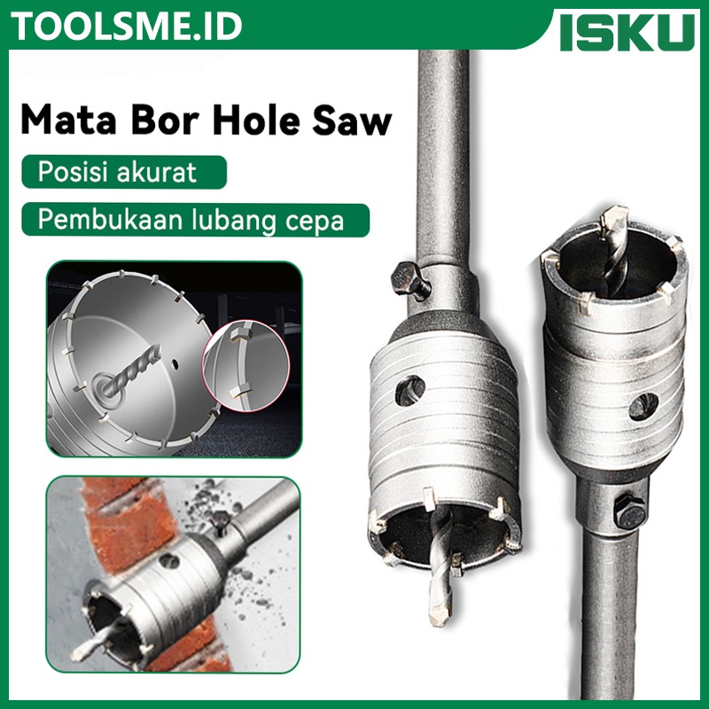 Jual ISKU Mata Bor Hole Saw Tembok Beton SDS Plus 30–90mm Mata Bor ...