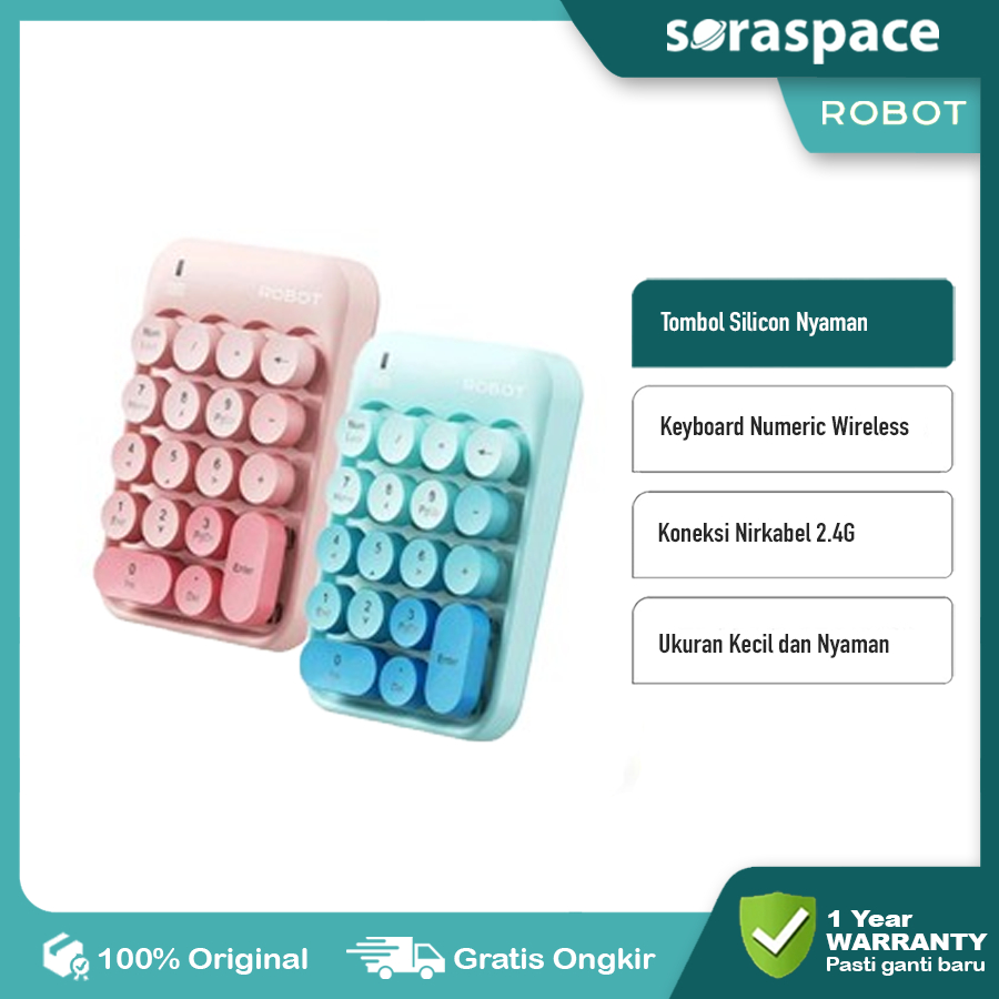 Jual ROBOT Keyboard Numeric RK02 Wireless Tanpa Kabel Koneksi 2.4G ...