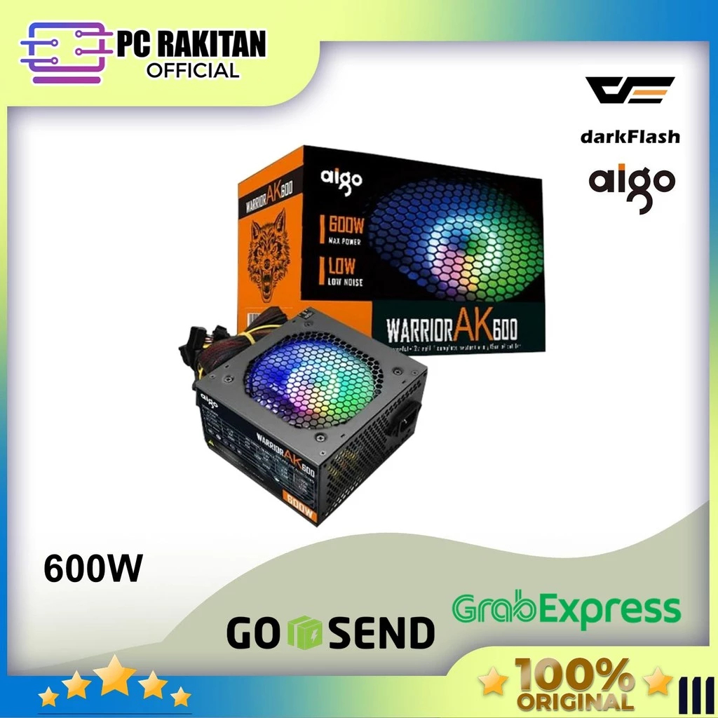 Jual DARKFLASH PSU POWER SUPPLY AIGO WARRIOR AK600 600W BLACK 1Y | Shopee Indonesia