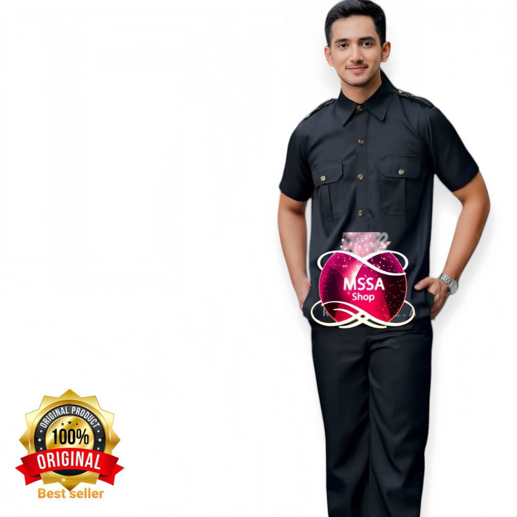 Jual konveksi langsung stelan seragam safari hitam pendek panjang ...
