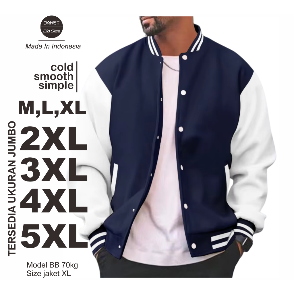 Jual Jaket Pria Wanita Varsity Kancing Bisa Tambah Bordir M L XL XXL ...