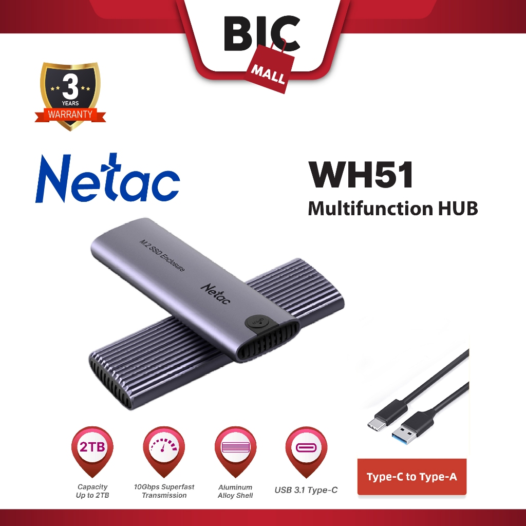 Jual [Authorised Store] Netac SSD Enclosure WH51 M.2 NVMe / SATA ...